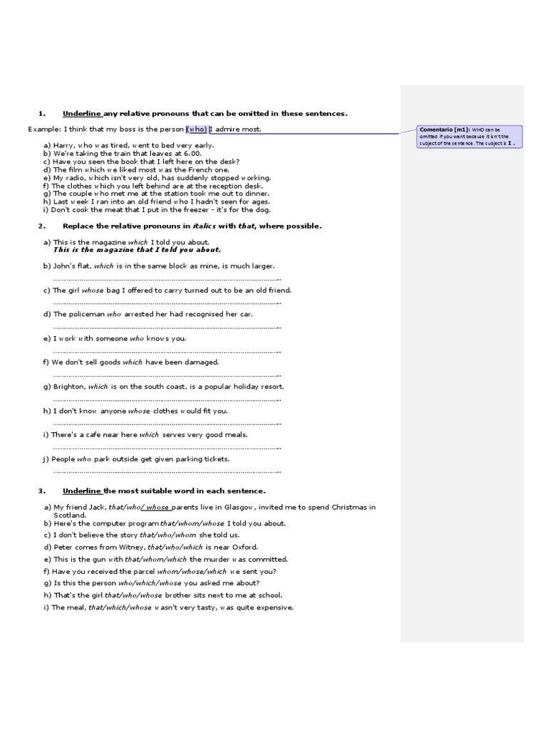 Relative Clauses Practice | PDF | Ellipsis