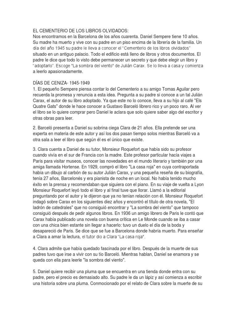 La Sombra Del Viento Resumen | PDF