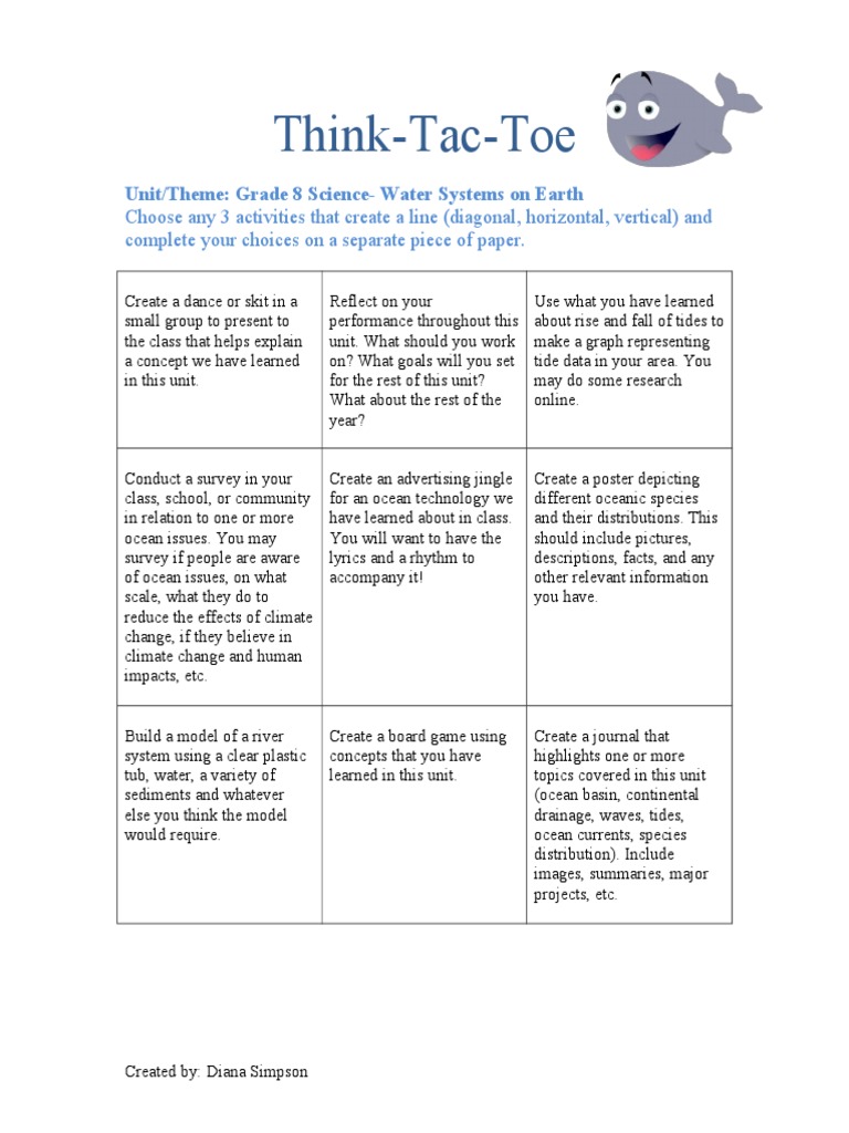 Grade 8 Science: Water Systems Tasks | PDF