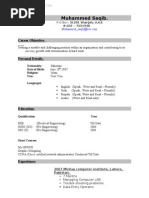 Imran Khan CV 2 | PDF | Peshawar | Software