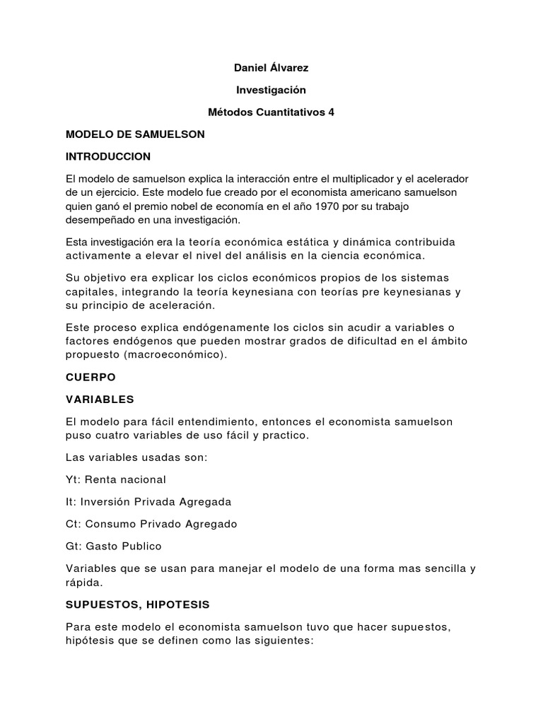 Modelo de Samuelson | PDF | Economía keynesiana | Macroeconómica
