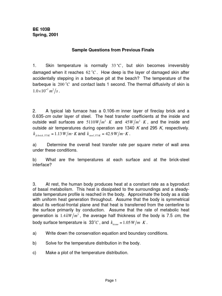 Heat Transfer Sample Problems | Download Free PDF | Diffusion | Heat ...