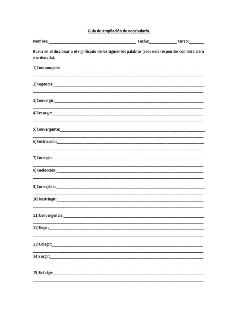 Guía de Ampliación de Vocabulario | PDF