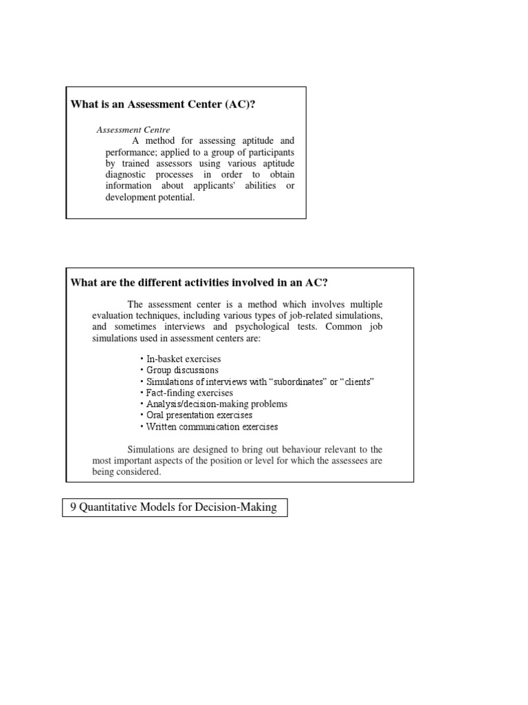 What Is An Assessment Center (AC) ? | PDF | Quality Management | Leadership