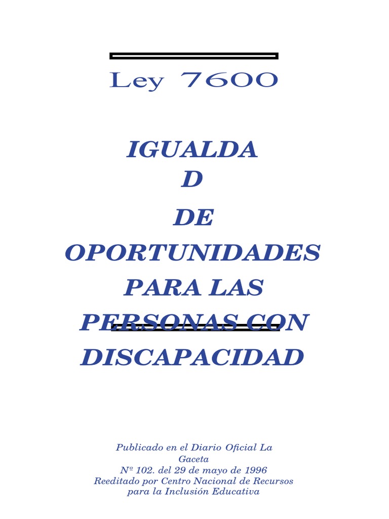 Ley 7600 | Descargar gratis PDF | Invalidez | Discriminación
