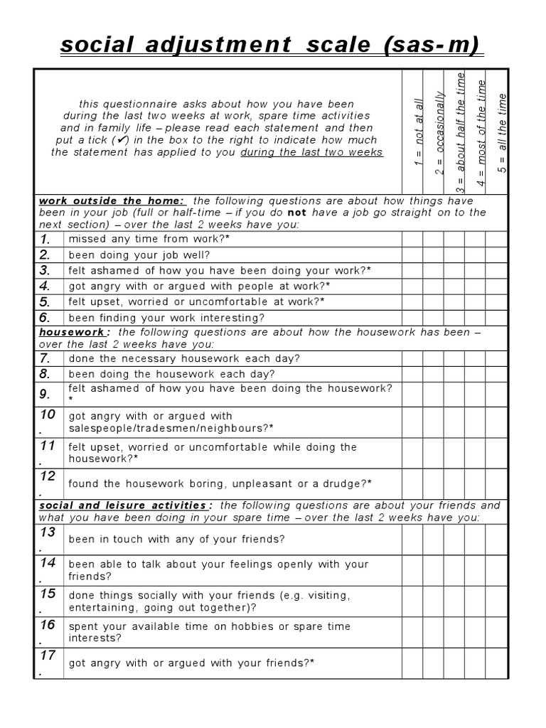 Assessment, Sas | PDF | Major Depressive Disorder | Mental And ...