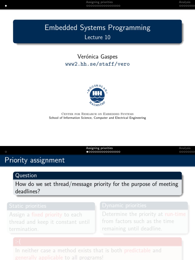 Embedded Systems Programming: Ver Onica Gaspes | PDF | Scheduling (Computing) | Real Time Computing