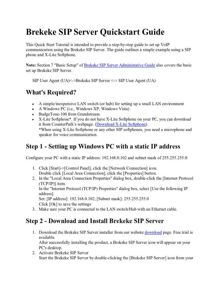 Brekeke SIP Server Setup Guide | PDF | Technology & Engineering