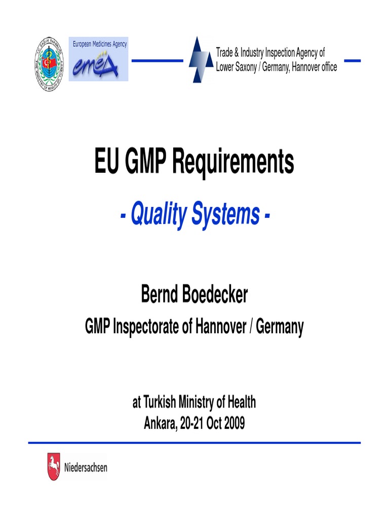 EU GMP Requirements-Quality Systems | Risk Management | Quality Assurance
