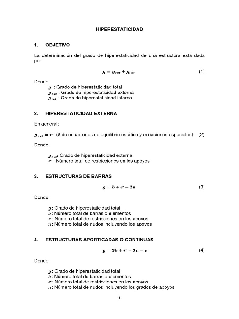 C1 Hiperestaticidad | PDF | Análisis estructural | Ecuaciones