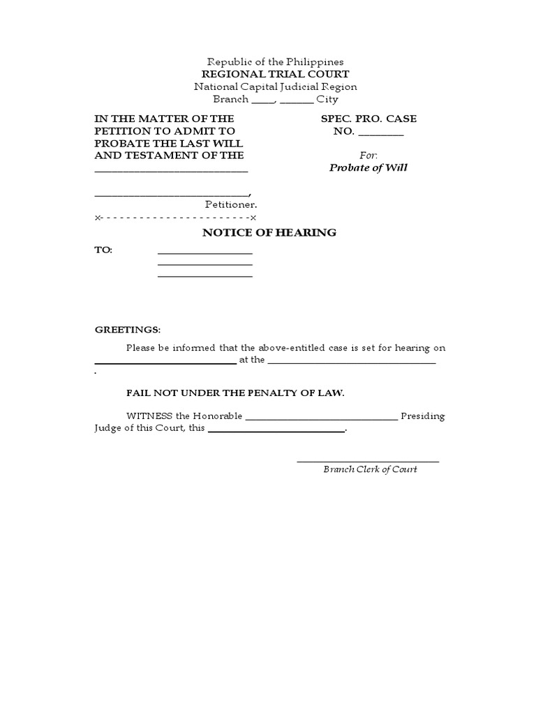 Notice of Hearing | PDF