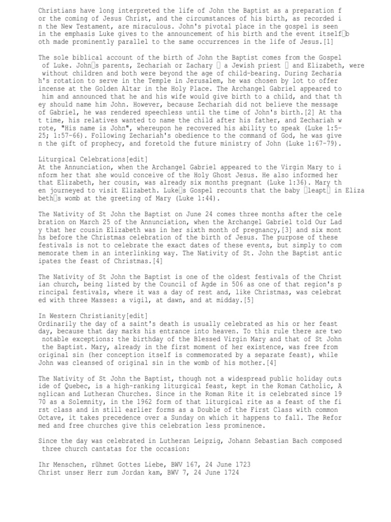 Nativity of St. John The Baptist | PDF | Christian Worship And Liturgy ...