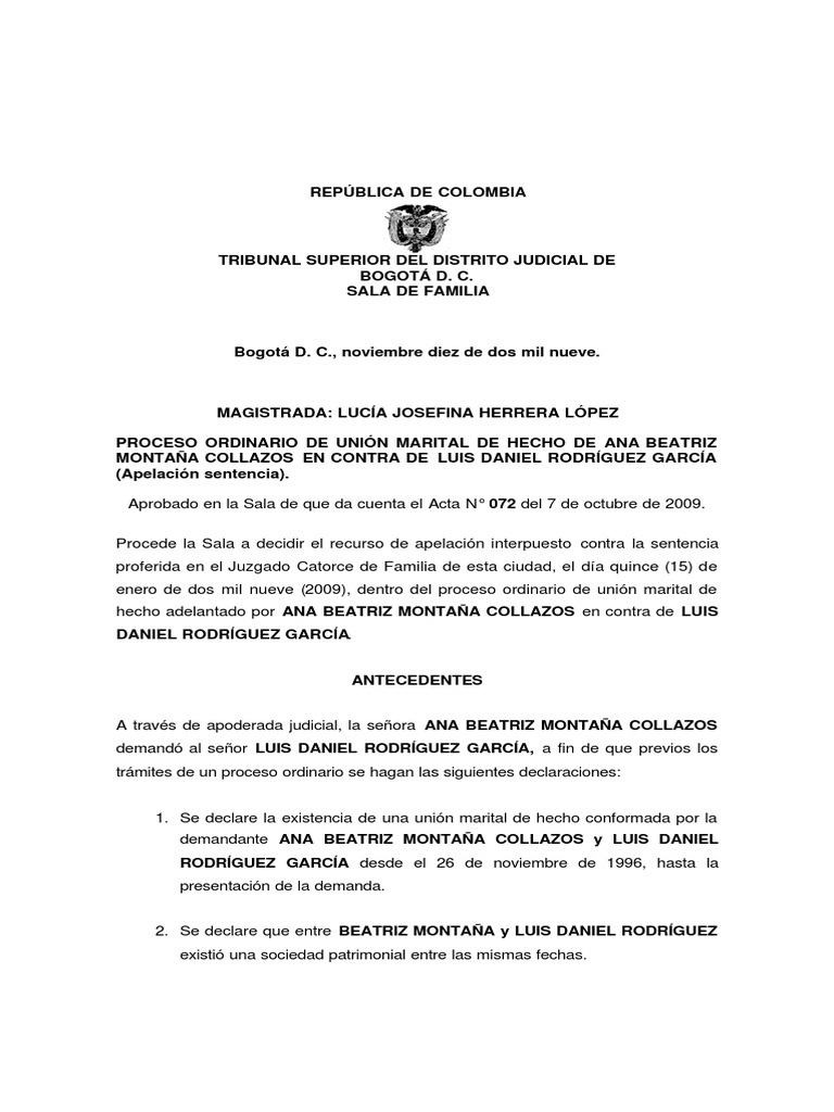 Proceso Union Marital de Hecho | PDF | Matrimonio | Divorcio