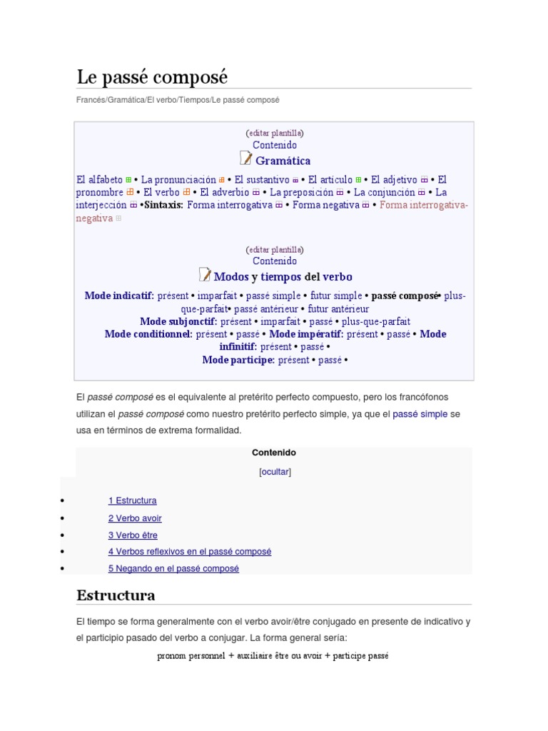 Guía del Passé Composé en Francés | PDF | Idioma francés | Verbo