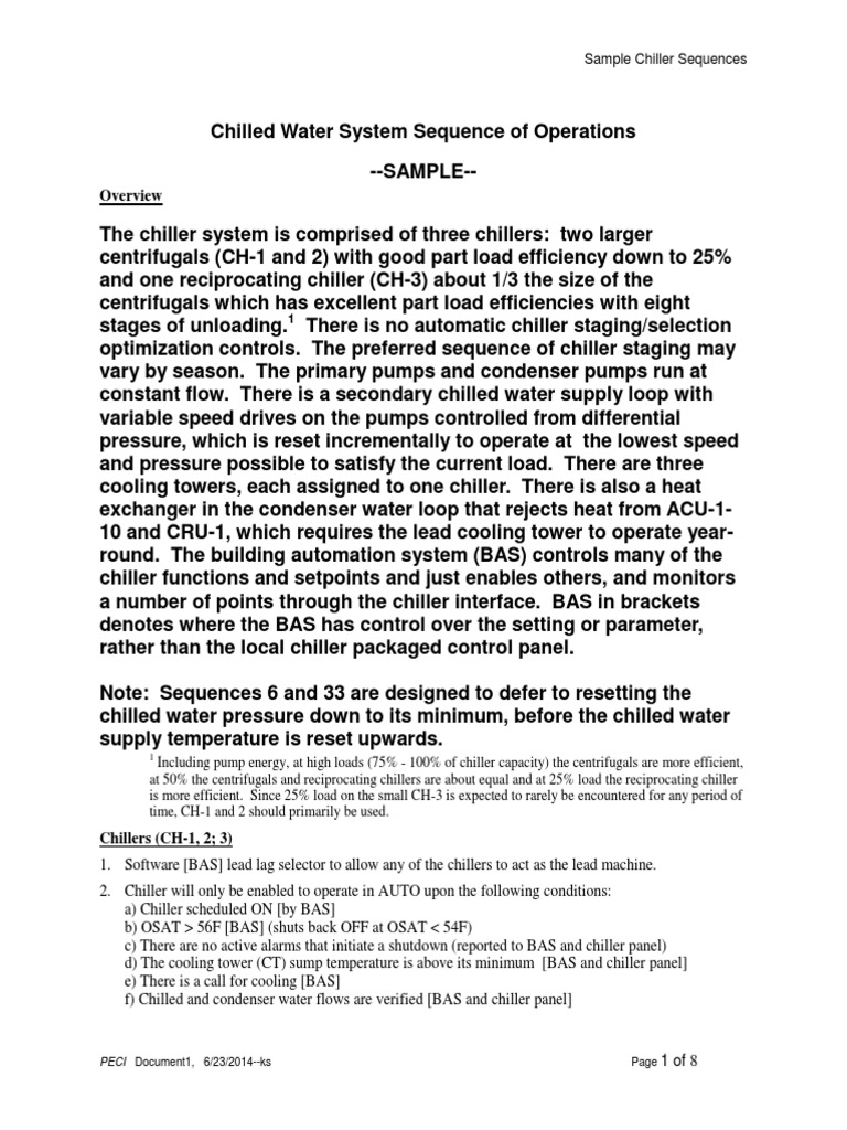 Chilled Water Sequence of Operation | PDF | Engineering Thermodynamics ...