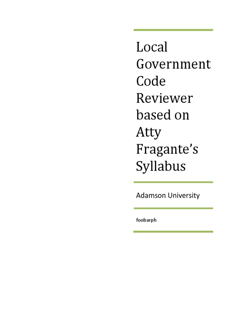 Local Government Code Reviewer Guide | PDF | Eminent Domain | Local ...