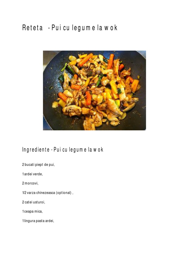 Reteta de Pui Cu Legume La Wok | PDF