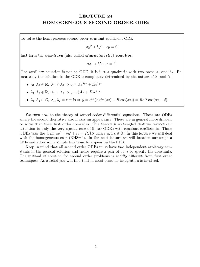 Advanced ODEs for Engineering Students | PDF | Ordinary Differential ...