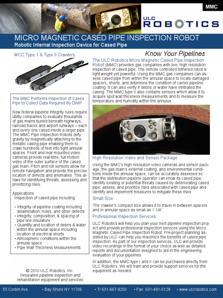 MMC Pipe Inspection Robot | PDF | Pipeline Transport | Computer Monitor