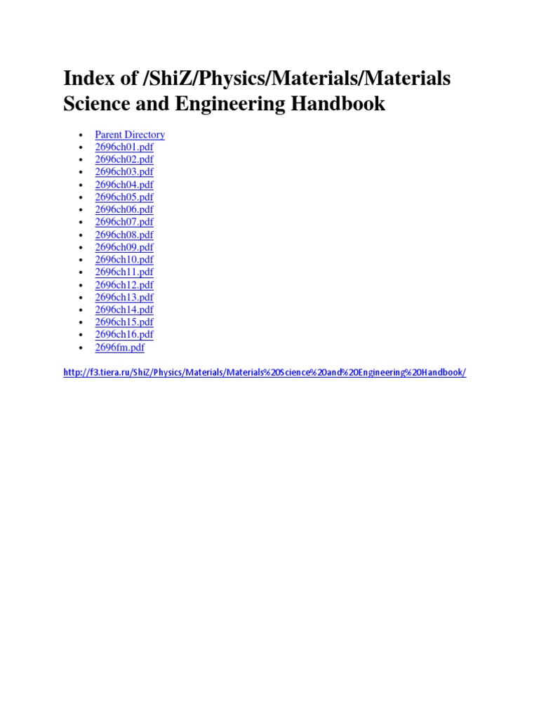 Index of Materials Science and Engineering Handbook | PDF