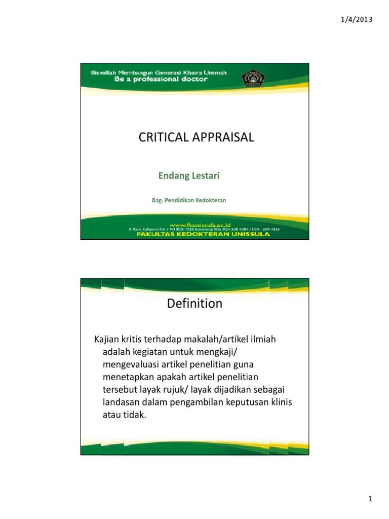 Critical Appraisal | PDF