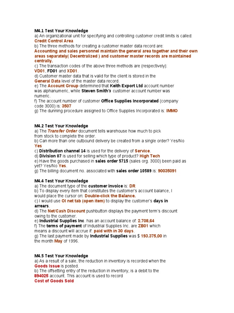 SAP - AR Answers V1 | Download Free PDF | Corporate Jargon | Debits And ...