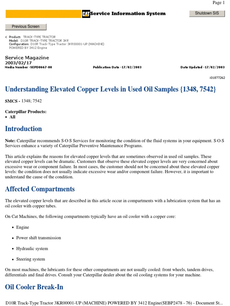 Understanding Elevated Copper Levels in Used Oil Samples | PDF | Copper ...