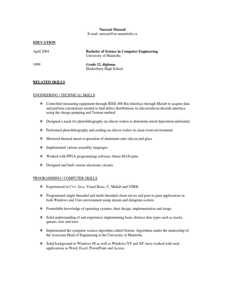 Nusraat Masood CV | PDF | Photolithography | Microsoft Windows
