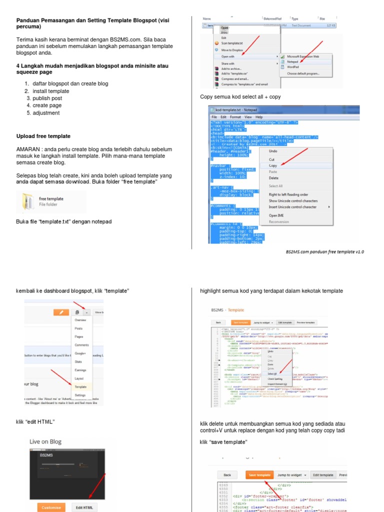 Panduan Install Template Minisite Blogger | PDF