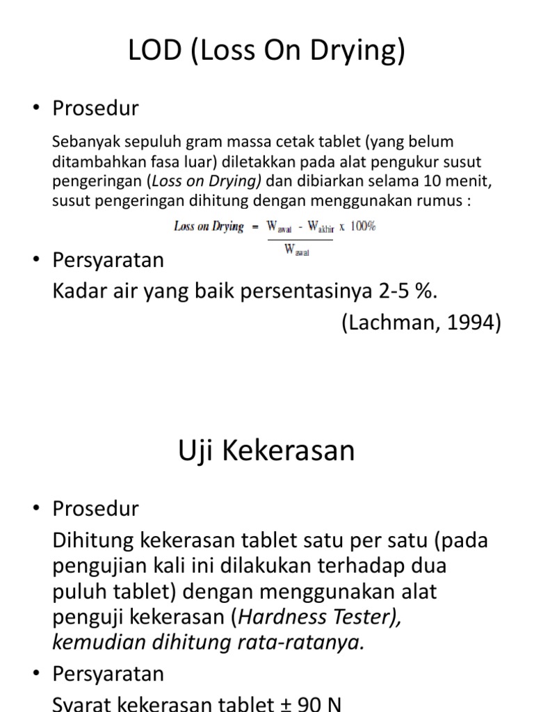 LOD (Loss On Drying) Dan Kekerasan | PDF