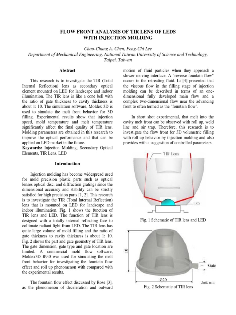 Flow Front Analysis of TIR Lens of LEDs With Injection Molding | PDF ...