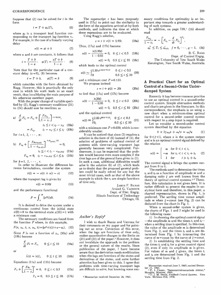 An Optimal Control of A Second-Order Under-Damped System | PDF ...