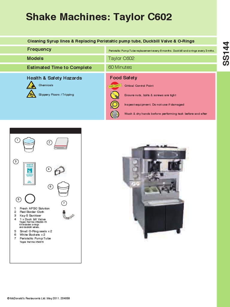 Shake - Machine - HTc602 - Cleaning Syrup Lines & Replacing Peristaltic ...