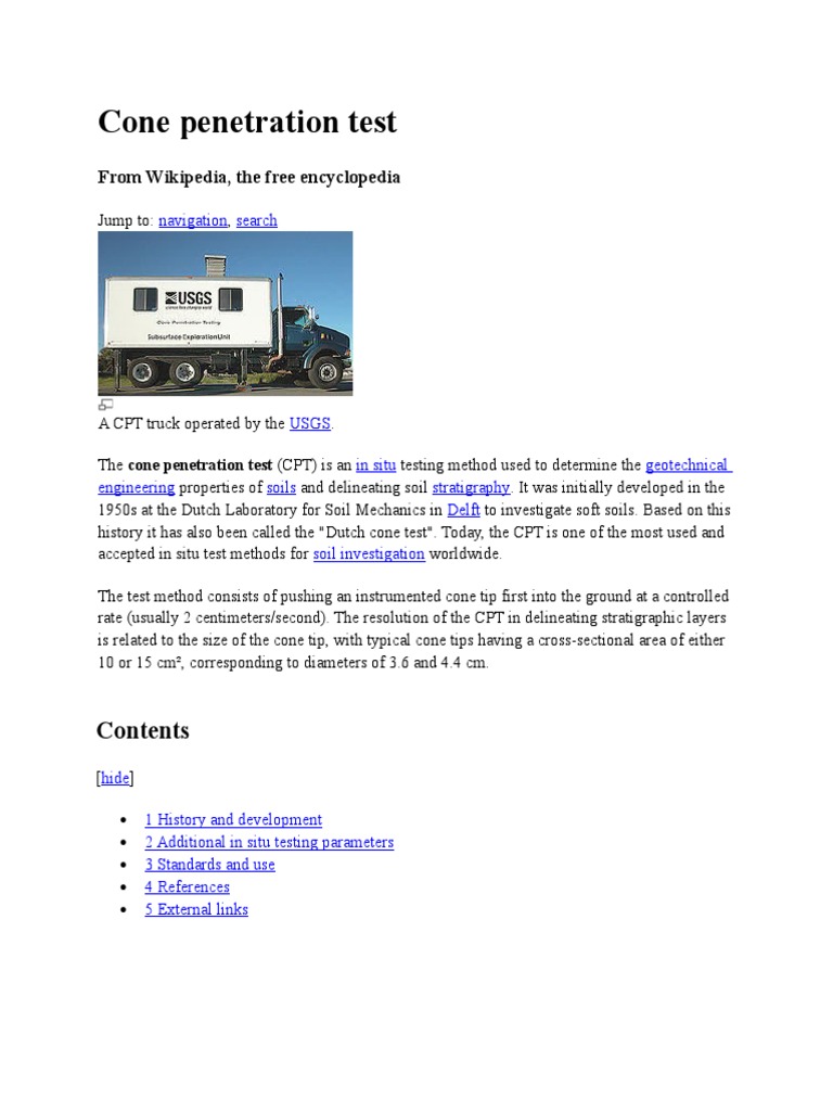 Cone Penetration Test | PDF | Websites | Geotechnical Engineering