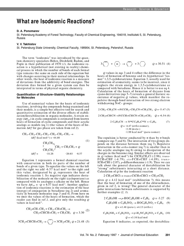 What Are Isodesmic Reactions | PDF | Organic Chemistry | Chemistry
