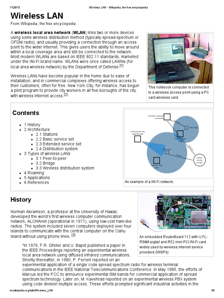 Wireless LAN - Wikipedia, The Free Encyclopedia | PDF