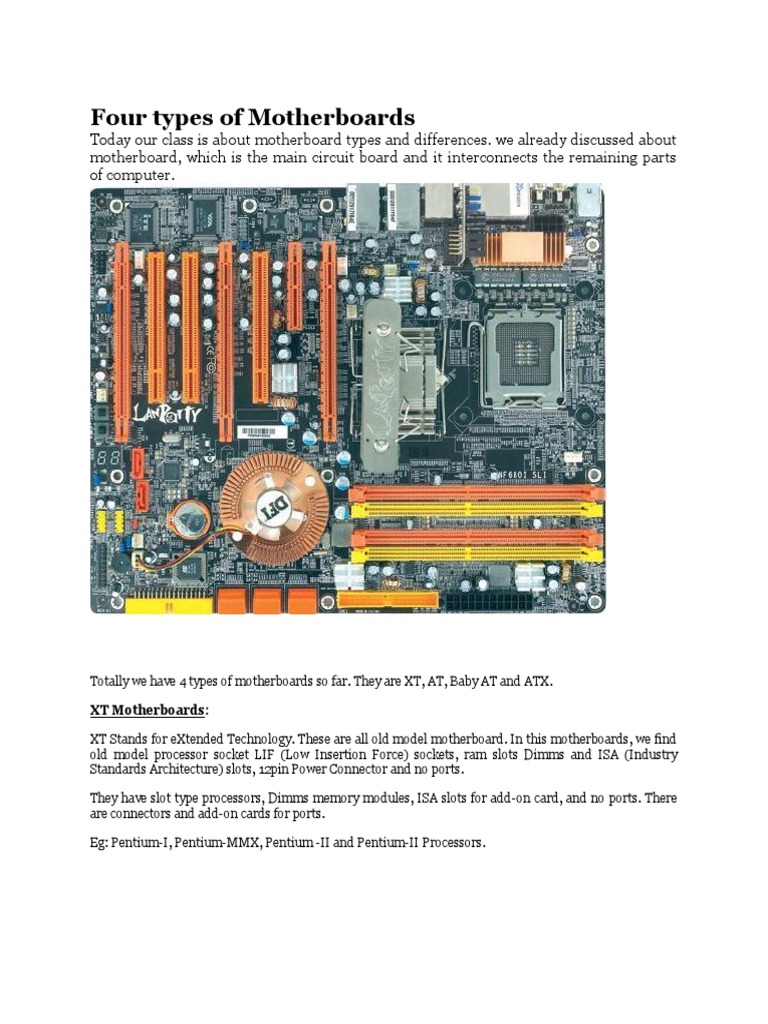 Four Types of Motherboards | PDF | Dynamic Random Access Memory | Hard ...