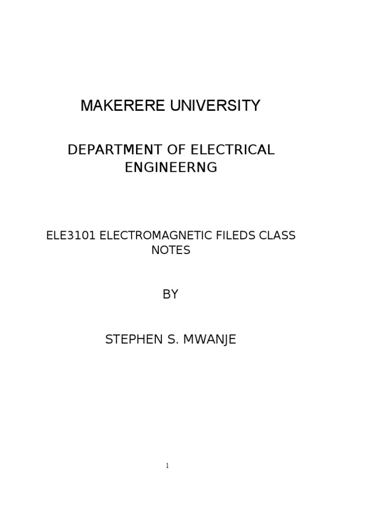 Em Fields Lecture Notes Pdf Transmission Line Waveguide