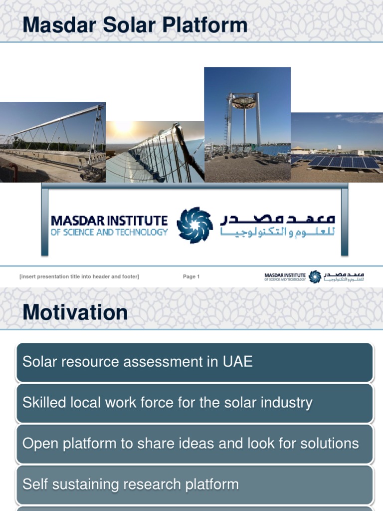 Masdar Solar Platform Overview | PDF | Solar Energy | Sustainable ...