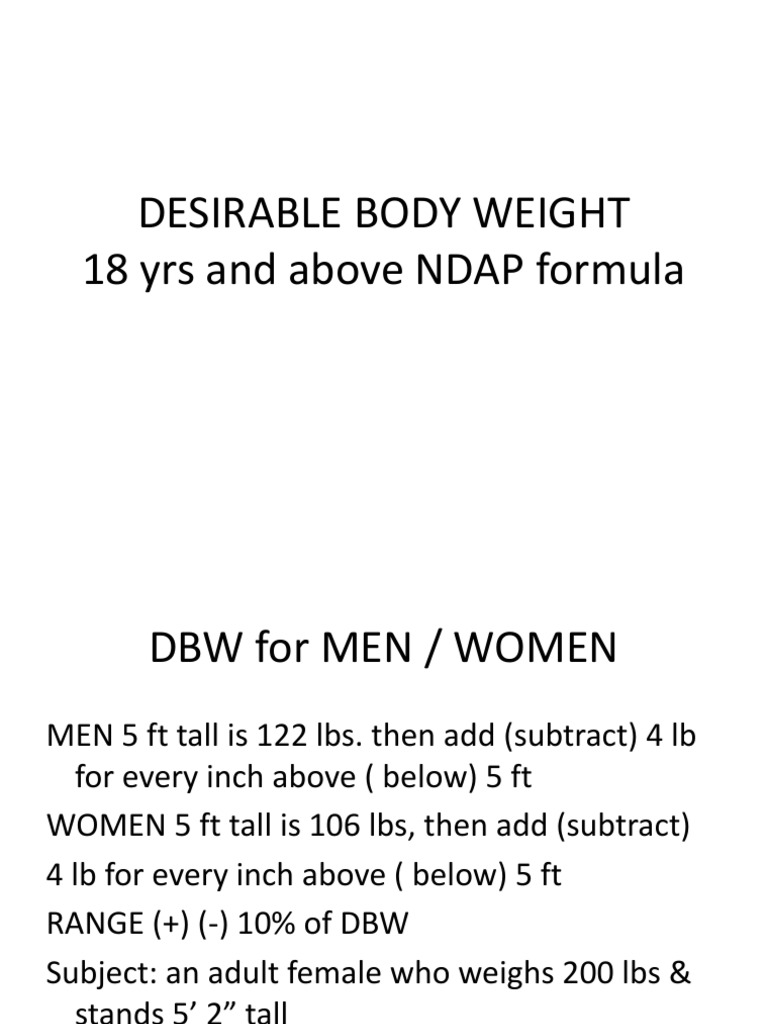 Desirable Body Weight | PDF | Food Energy | Pound (Mass)