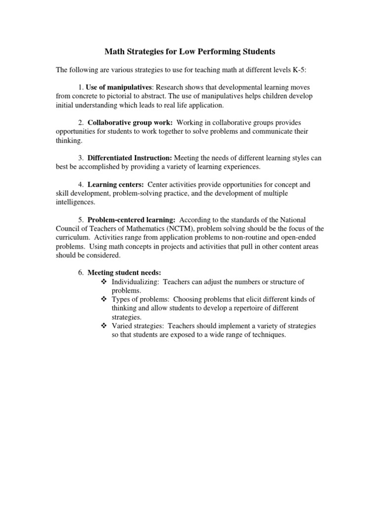 A Es Math Strategies | PDF | Teaching | Teaching Mathematics