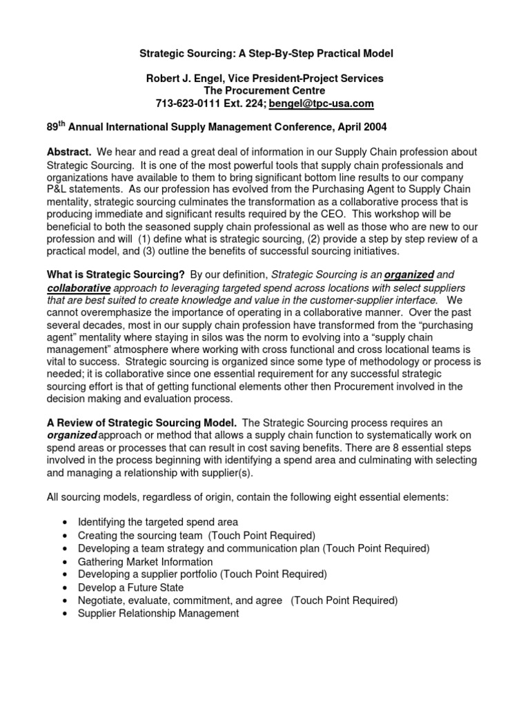 Strategic Sourcing: 8 Essential Steps | PDF