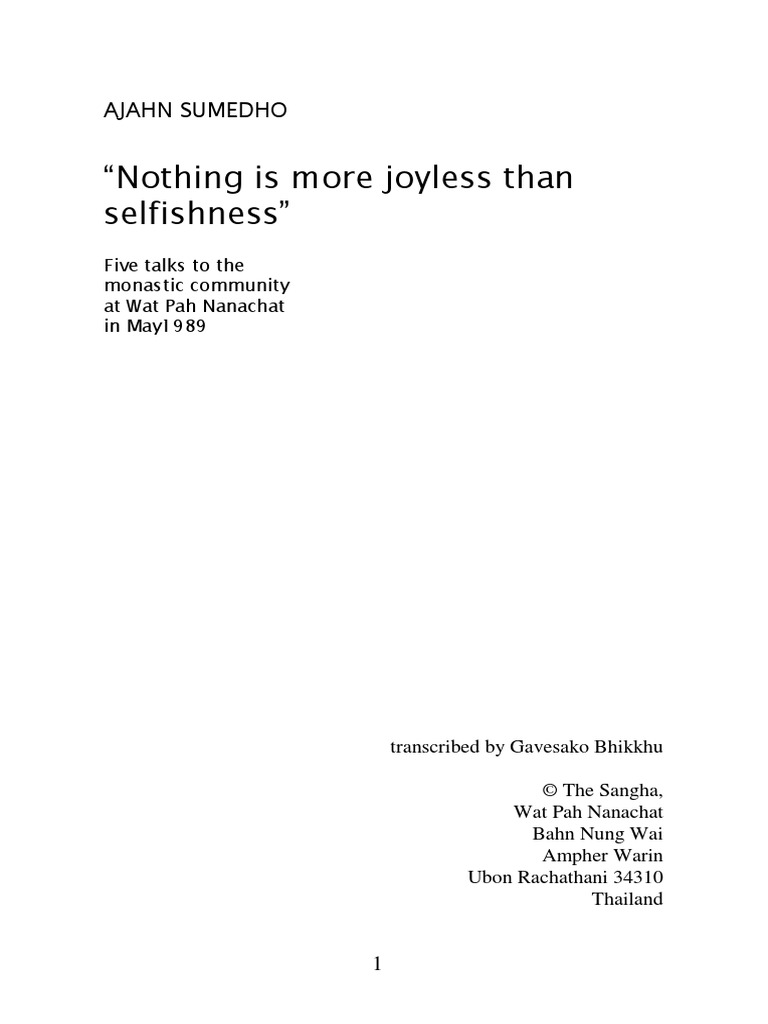 Ajahn Sumedho Nothing Is More Joyless | PDF | Noble Eightfold Path ...