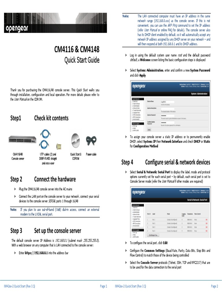 CM4116 & CM4148: Quick Start Guide | PDF | Port (Computer Networking ...
