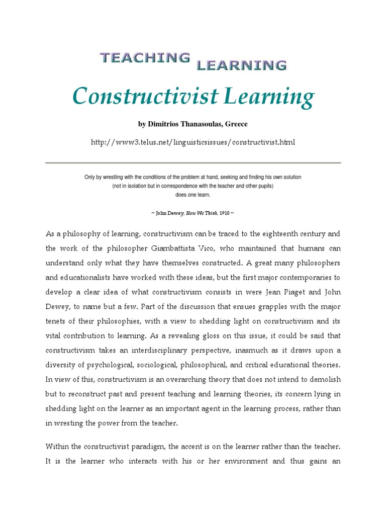 Constructivist Learning | Constructivism (Philosophy Of Education ...