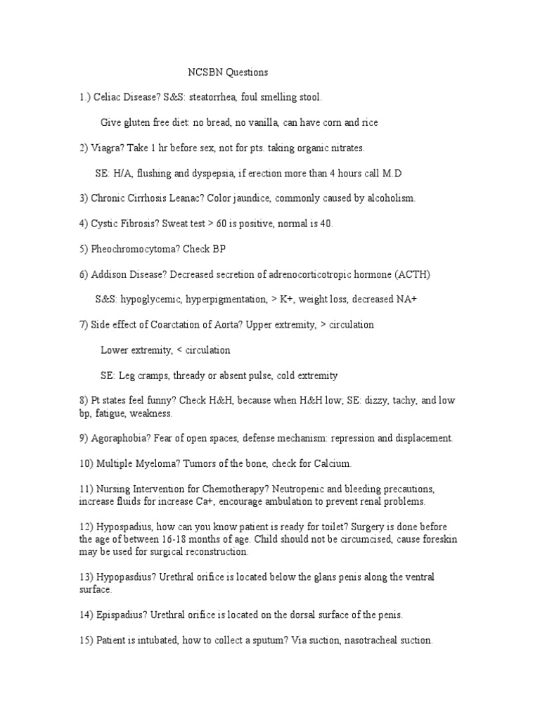 NCSBN Questions | PDF | Medicine | Diseases And Disorders
