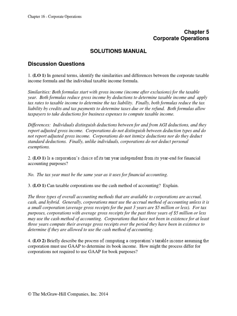 Tax Chapter 5 Answer Key | PDF | Employee Stock Option | Goodwill ...
