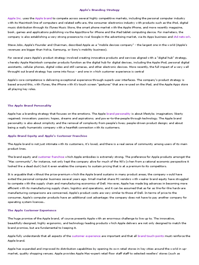 Apple's Comprehensive Branding Strategy | PDF | Apple Inc. | Macintosh