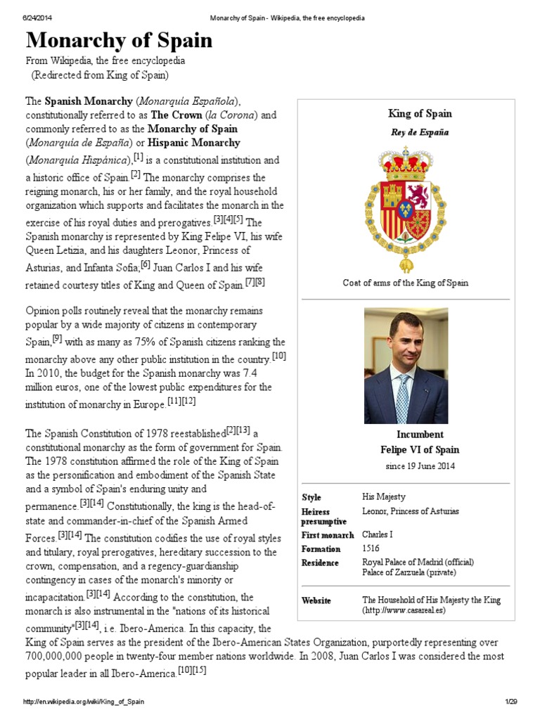 Monarchy of Spain - A Brief History and Overview | PDF | Monarchy ...
