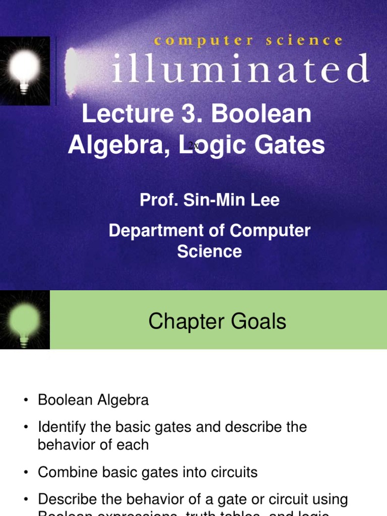 Lecture 3. Boolean Algebra, Logic Gates: Prof. Sin-Min Lee Department ...